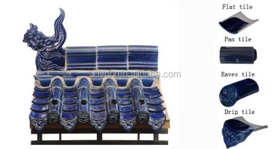 Cina Caolino blu lustrato cinese Clay Villa delle mattonelle di tetto di materiale da costruzione in vendita