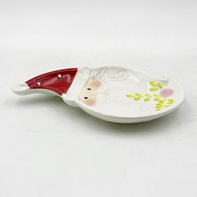 Cina Christmas Santa Claus Ceramic Cake Cookie Plate Gifts Porcelain Holiday Decorative Dinnerware in vendita