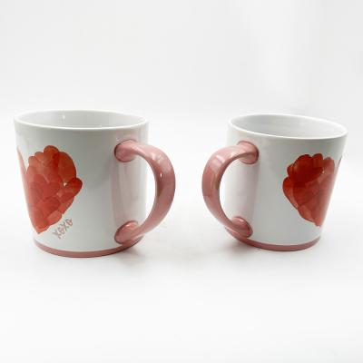 Cina Giorno di San Valentino Cuore Dipinto Prodotti di Artigianato in Ceramica Tazza Coppia Regalo Per Casa E Caffè in vendita