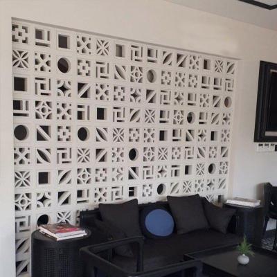 China Minimalist Linear Series White Concrete Screen Breeze Blocks Cement Component Brick for Modern Facades for sale