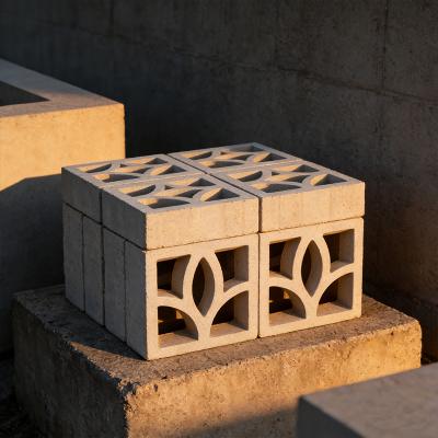 China Minimalist Linear Series White Concrete Screen Breeze Blocks Cement Component Brick for Modern Facades for sale