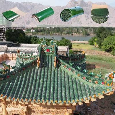 China Green Color Roof Design Philippines Low Price Glazed Tiles with Holes for Ancient Chinese Roof for sale