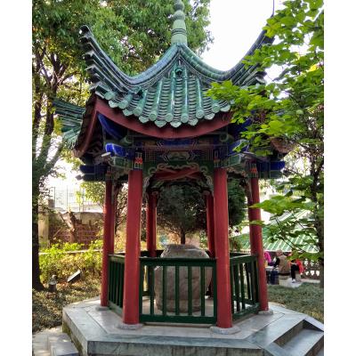 China Antique Hexagonal Wooden Pavilion with Chinese Glazed Tile Outdoor Six-Corner Garden Villa Chinese Landscape Gazebo Landscape Pavilion Anti-corrosion for sale