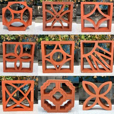 China Natural Red Terracotta Hollow Breeze Blocks Hollow Ventilation Bricks for Wall Cladding Wind Brick Size Many Patterns for sale