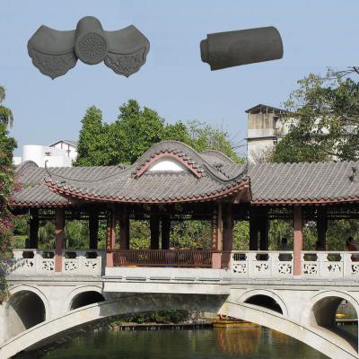 China Grey Clay Roof Tiles for Garden Bridge Pavilions Weather-Resistant Clay Barrel & Eaves Tiles for Chinese Style Architecture for sale