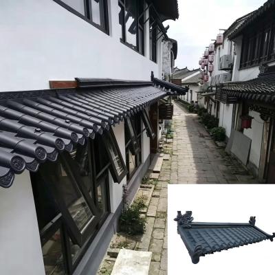 China Synthetic Resin Chinese Window Awning Roof Kit Lightweight Plastic Door Canopy Panels with Ornamental Ridge for sale