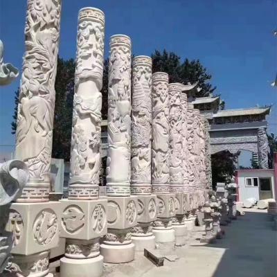 China Smooth Marble Stone Sculpture Baluster Handmade Carving Railing Chinese Stone Bridge for sale
