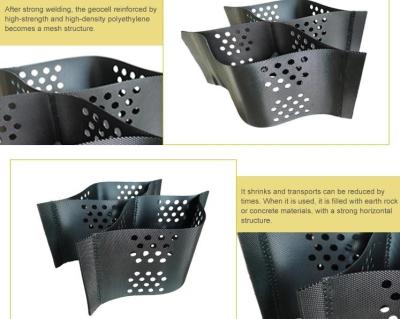 중국 모래 노란색 검은색 고 팽창성 꿀집 지오 셀 100-445mm 원료 Hdpe 철도용 지오 셀 판매용