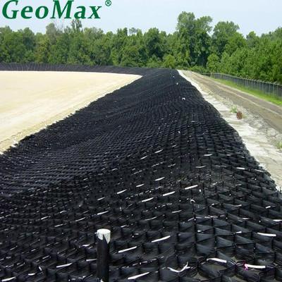 중국 검은 HDPE 지오셀 200mm 높이 445mm 용접 공간 수리 벽 강 벽 가비온 교체 식물성 벽 판매용