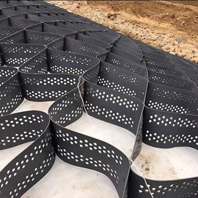 China Black Slope Protection For HDPE Plastic Geocell 75mm Height 356mm Welding Space With 400min OIT And 4999Hours ESCR for sale