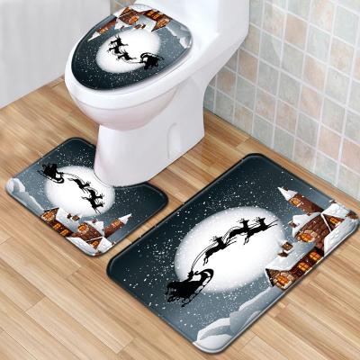 Cina Il Natale coperta del bagno di tre pezzi ha messo le coperture del coperchio della toilette 50*80cm in vendita