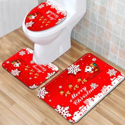 Cina Il Natale coperta del bagno di tre pezzi ha messo le coperture del coperchio della toilette 50*80cm in vendita