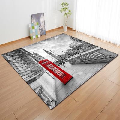 China Retro Paris Tower Pink Flower Carpet with Printed Crawling Pad for sale