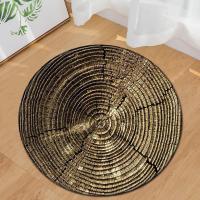 China Custom Size Round Polyester Carpet Rug 80cm 120cm Marble Pattern Floor Mat for Bedroom Office for sale