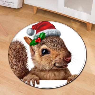 Cina stuoia rossa dell'ufficio di Santa Claus Elk Christmas Festive Floor Mat Anti SlipCircular del giro di 80cm in vendita