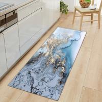 China Custom Size Polyester Marble Pattern Kitchen Floor Mat 40x120cm Long Square Doormat for sale