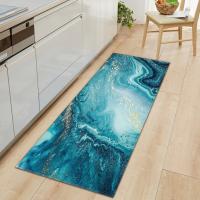 China Custom Size Polyester Marble Pattern Kitchen Floor Mat 40x120cm Long Square Doormat for sale
