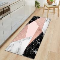 China Custom Size Polyester Marble Pattern Kitchen Floor Mat 40x120cm Long Square Doormat for sale
