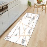 China Custom Size Polyester Marble Pattern Kitchen Floor Mat 40x120cm Long Square Doormat for sale