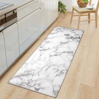 China Custom Size Polyester Marble Pattern Kitchen Floor Mat 40x120cm Long Square Doormat for sale