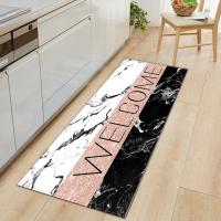 China Custom Size Polyester Marble Pattern Kitchen Floor Mat 40x120cm Long Square Doormat for sale