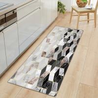 China Custom Size Polyester Marble Pattern Kitchen Floor Mat 40x120cm Long Square Doormat for sale