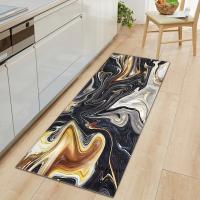 China Custom Size Polyester Marble Pattern Kitchen Floor Mat 40x120cm Long Square Doormat for sale
