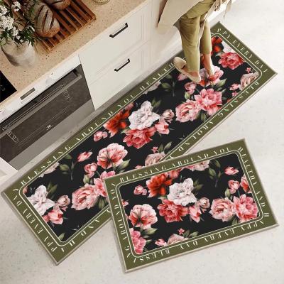 Cina Fiore della pianta che stampa rettangolo di Mats Non Slip 40*60mm del pavimento della cucina in vendita