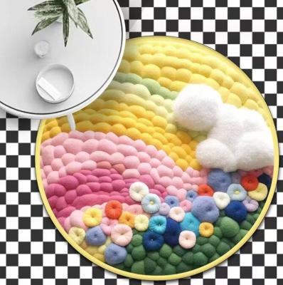 Cina Arco iris circolare tappeto della stanza dei bambini effetto 3D cartone animato nuvola Decorato tappeto in vendita
