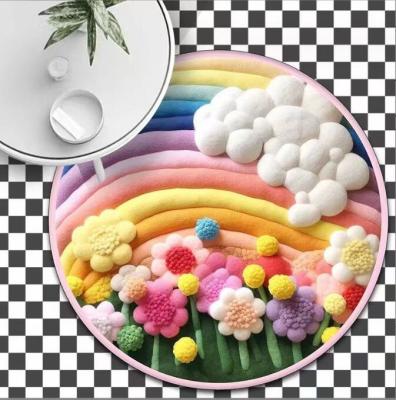 Cina Arco iris circolare tappeto della stanza dei bambini effetto 3D cartone animato nuvola Decorato tappeto in vendita