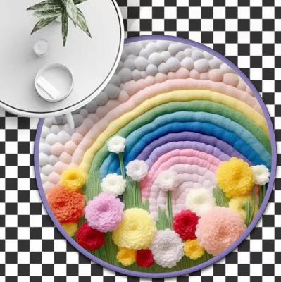 Cina Arco iris circolare tappeto della stanza dei bambini effetto 3D cartone animato nuvola Decorato tappeto in vendita