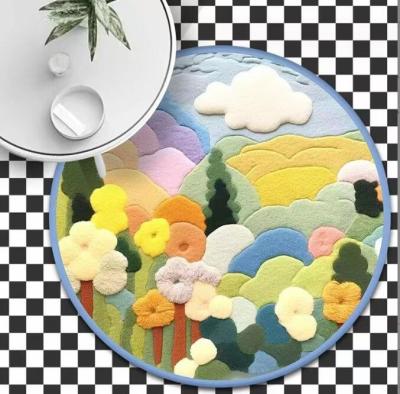 Cina Arco iris circolare tappeto della stanza dei bambini effetto 3D cartone animato nuvola Decorato tappeto in vendita