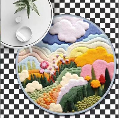Cina Arco iris circolare tappeto della stanza dei bambini effetto 3D cartone animato nuvola Decorato tappeto in vendita