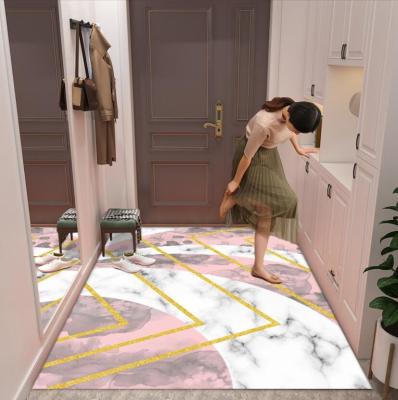 Cina Rectangle Crystal Velvet Floor Carpet Rug Household Door Marble Entry Mat in vendita
