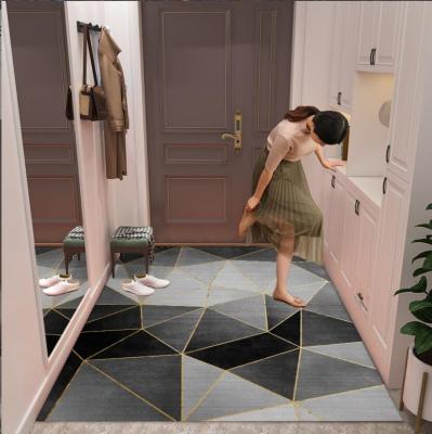 Cina Rectangle Crystal Velvet Floor Carpet Rug Household Door Marble Entry Mat in vendita