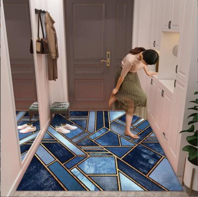 Cina Rectangle Crystal Velvet Floor Carpet Rug Household Door Marble Entry Mat in vendita