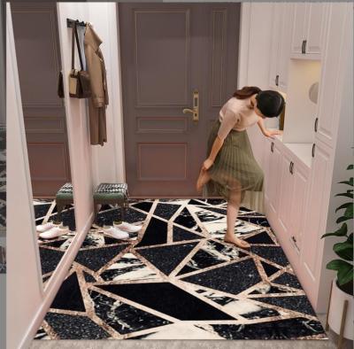 Cina Rectangle Crystal Velvet Floor Carpet Rug Household Door Marble Entry Mat in vendita