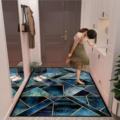 Cina Rectangle Crystal Velvet Floor Carpet Rug Household Door Marble Entry Mat in vendita
