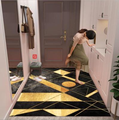Cina Rectangle Crystal Velvet Floor Carpet Rug Household Door Marble Entry Mat in vendita