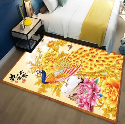Cina Light Luxury Peacock Pattern Bedroom Blanket Sofa Bedroom And Living Room Floor Carpets in vendita