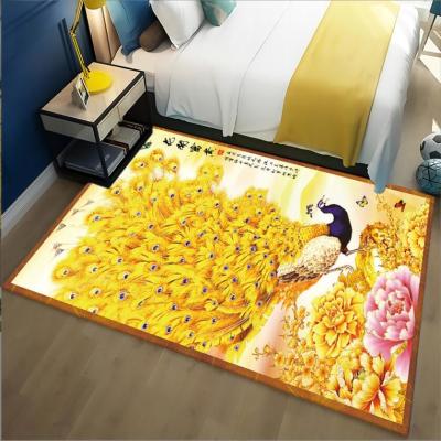 Cina Light Luxury Peacock Pattern Bedroom Blanket Sofa Bedroom And Living Room Floor Carpets in vendita