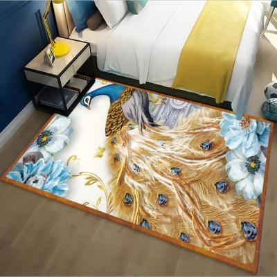 Cina Light Luxury Peacock Pattern Bedroom Blanket Sofa Bedroom And Living Room Floor Carpets in vendita
