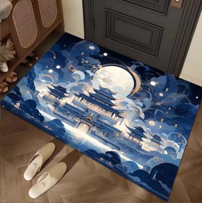 Cina Cartoon Building Crystal Velvet  Floor Carpets For Sofa Bedroom And Living Room Door in vendita