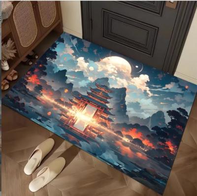 Cina Cartoon Building Crystal Velvet  Floor Carpets For Sofa Bedroom And Living Room Door in vendita