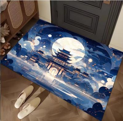 Cina Cartoon Building Crystal Velvet  Floor Carpets For Sofa Bedroom And Living Room Door in vendita
