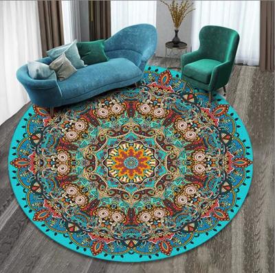 China Customized Printed Ethnic Style Round Living Room / Hotel Carpet 200*200cm en venta