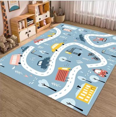 Cina Children Playroom Rug Cartoon Car Traffic Rail Carpets For Living Room Floor, in vendita
