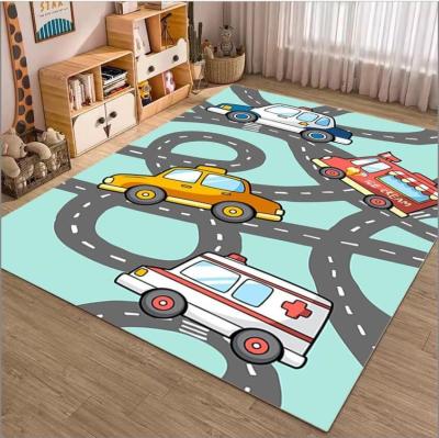 Cina Children Playroom Rug Cartoon Car Traffic Rail Carpets For Living Room Floor, in vendita