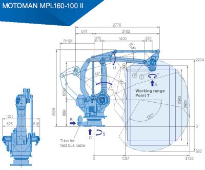 Cina 4 scelta del braccio YASKAWA MPL160-100 II del robot di asse e robot industriale usati del braccio del carico utile 3159mm della macchina 100kg del posto in vendita