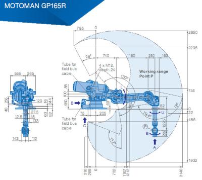 Cina YASKAWA GP165R ha utilizzato i robot del braccio del carico utile 3143mm del braccio 165kg del robot in vendita